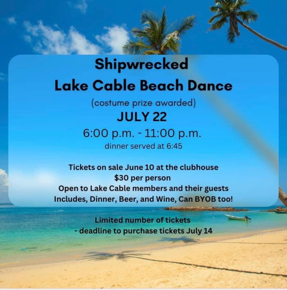 Beach Dance - Shipwrecked - Get your tickets by July 14th - Lake Cable
